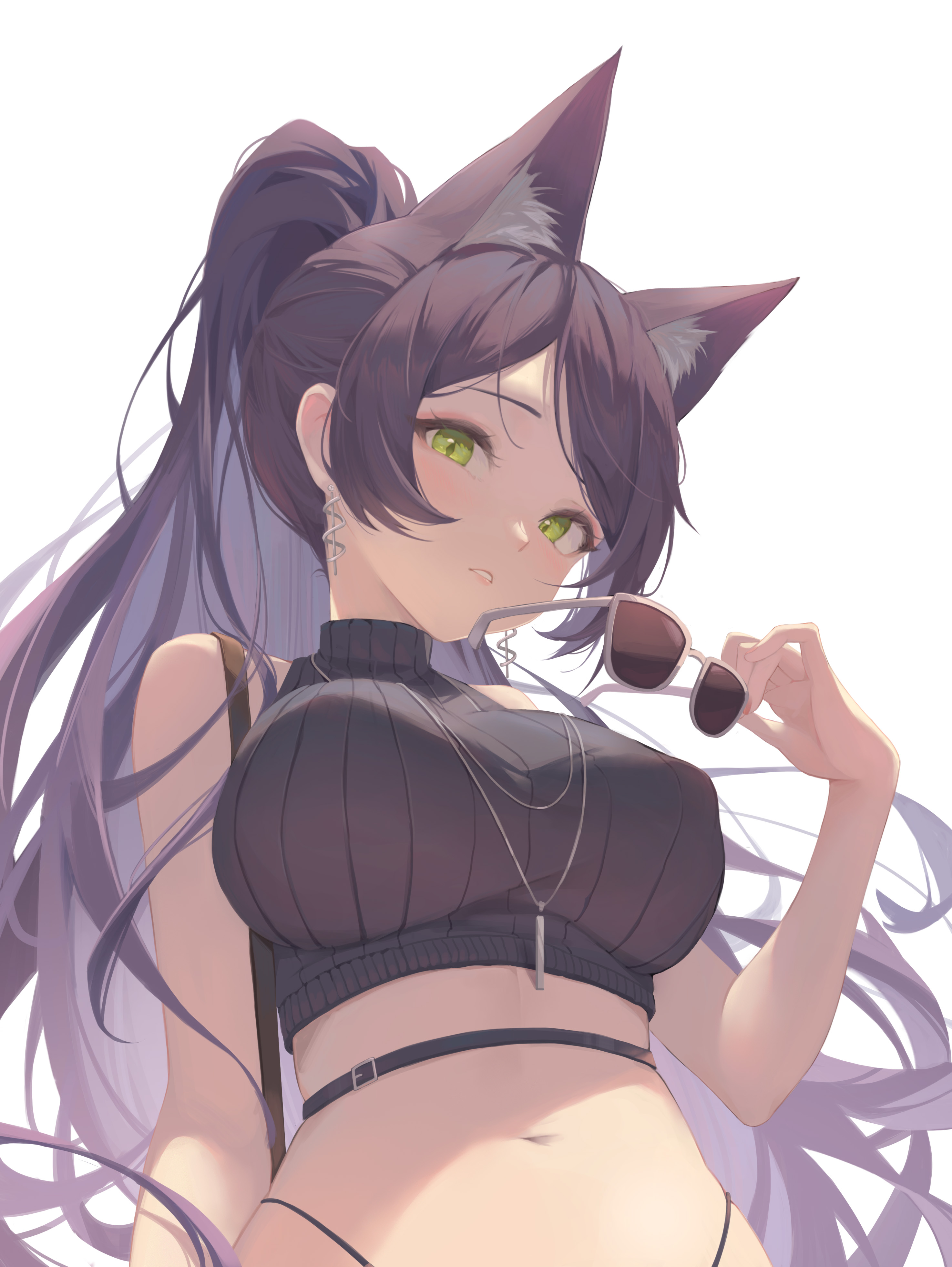 midori xu indie virtual youtuber seki (vtuber) animal ears kitsune megane pantsu sweater tattoo ...